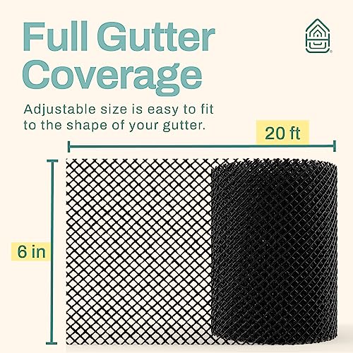 Home Intuition 2-Pack Leader and Gutter Guard from Leaves, Twigs, Branches Plastic Mesh Guards Leaf Protector 6" inch Wide 40' Feet Long Total