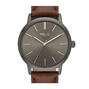 Relic by Fossil Men's Jeffery Three-Hand Dark Brown Leather Band Watch (Model: ZR77300)