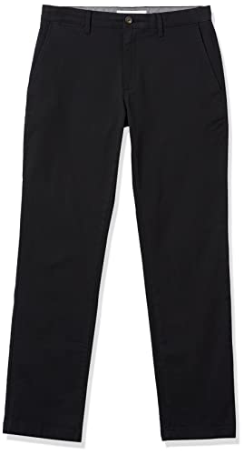 Amazon Essentials Men's Slim-Fit Casual Stretch Khaki Pant, Black, 32W x 30L