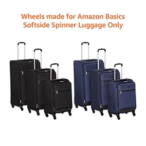 Amazon Basics Softside Replacement Luggage Suitcase Spinner Wheels, Pack of 4, One Size, Black