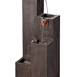 Kenroy Home 51017WDG Lincoln Outdoor Water Fountain, Dark Wood Grain, Small