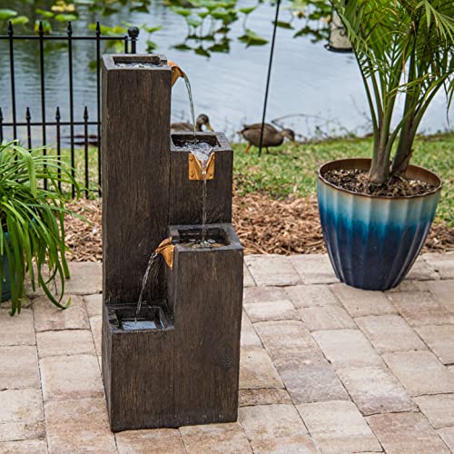 Kenroy Home 51017WDG Lincoln Outdoor Water Fountain, Dark Wood Grain, Small