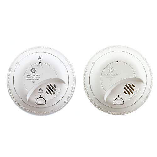 FIRST ALERT BRK SC9120B Hardwired Smoke and Carbon Monoxide Detector with Battery Backup and FIRST ALERT BRK9120b6CP Smoke Detector Alarm | Hardwired with Backup Battery