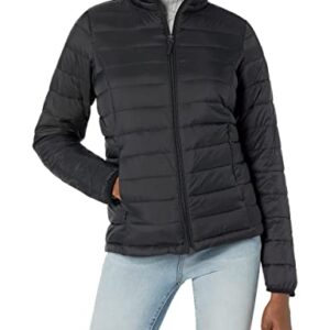 Amazon Essentials Women's Lightweight Long-Sleeve Water-Resistant Puffer Jacket (Available in Plus Size), Black, Large