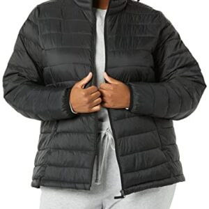 Amazon Essentials Women's Lightweight Long-Sleeve Water-Resistant Puffer Jacket (Available in Plus Size), Black, Large