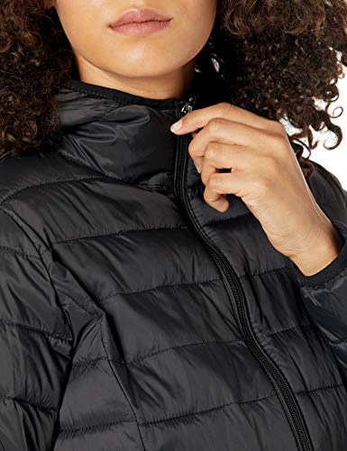 Amazon Essentials Women's Lightweight Long-Sleeve Full-Zip Water-Resistant Packable Hooded Puffer Jacket, Black, XX-Large