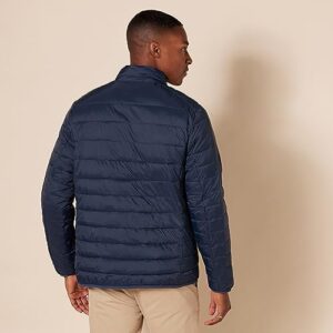 Amazon Essentials Men's Packable Lightweight Water-Resistant Puffer Jacket (Available in Big & Tall), Navy, Medium