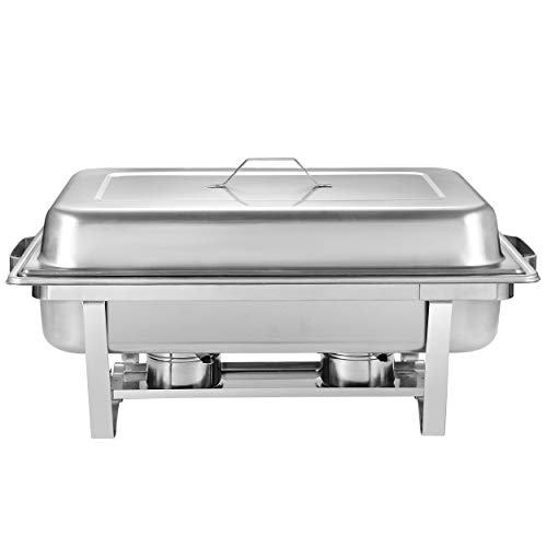 SUPER DEAL 8 Qt Stainless Steel 2 Pack Full Size Chafer Dish w/Water Pan, Food Pan, Fuel Holder and Lid For Buffet/Weddings/Parties/Banquets/Catering Events (2)