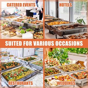 SUPER DEAL 8 Qt Stainless Steel 2 Pack Full Size Chafer Dish w/Water Pan, Food Pan, Fuel Holder and Lid For Buffet/Weddings/Parties/Banquets/Catering Events (2)