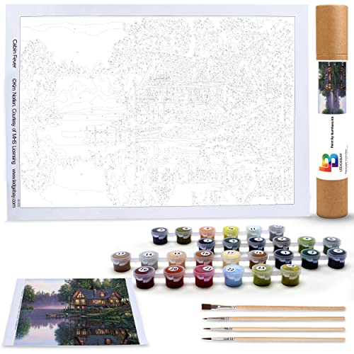 Paint by Number for Adults: Beginner to Advanced Number Painting Kit - Fun DIY Adult Arts and Crafts Projects - Kits Include - (Cabin Fever, 16" x 20" Unframed)