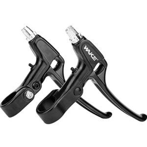 wake bicycle brake levers 2pcs mountain bike brake handles 4 finger 2.2cm diameter for most bicycle, road bike, mtb, bmx, cycling (aluminum alloy, black)