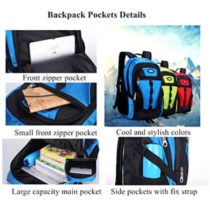 VIDOSCLA Teenage Boys Color-blocking Sports Kids Backpack Middle Schoolbag Elementary Student Bookbag for Boys Blue