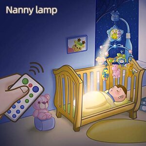 Baby Mobiles for Crib, Crib Toys with Music and Lights,Remote, lamp, Projector for Pack and Play, for Ages 0+ Months (Blue-Forest)