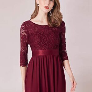 Ever-Pretty Women Lace Elegant 3/4 Sleeve Summer Maxi Evening Gown Burgundy US12