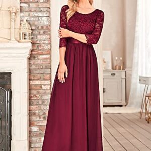 Ever-Pretty Women Lace Elegant 3/4 Sleeve Summer Maxi Evening Gown Burgundy US12