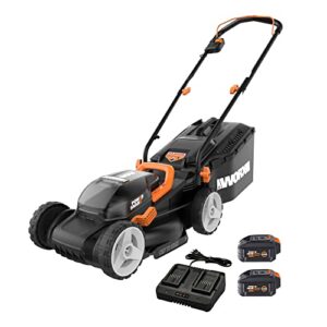 worx wg779 40v power share 4.0ah 14" cordless lawn mower (batteries & charger included)