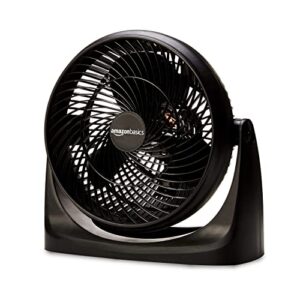 amazon basics 3 speed small room air circulator fan, 11-inch, blade, black, 7.6"d x 14.8"w x 14.1"h