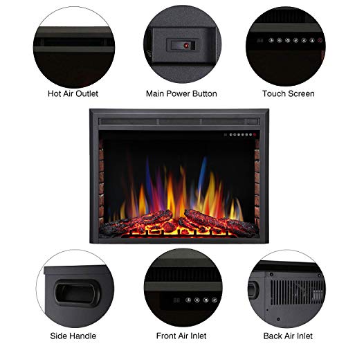 R.W.FLAME 39" Electric Fireplace Insert,Freestanding & Recessed Electric Stove Heater,Touch Screen,Remote Control,750W-1500W with Timer & Colorful Flame Option