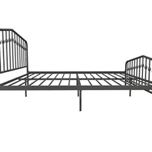 Novogratz Bushwick Metal Bed with Headboard and Footboard | Modern Design | King Size - Grey