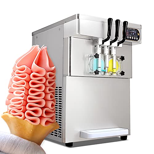 Kolice ETL Commercial 3 flavors soft ice cream machine,gelato yogurt ice cream machine-2+1 mixed flavors ,upper tanks refrigerated,countertop,auto counting,auto washing