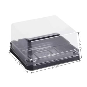 50 Pack black bottom Clear cover plastic mini cake box - muffin box - moon cake box - mung bean cake snow Mei Niang box（bottom 2 1/2 Inch X high 1-1/2 Inch）