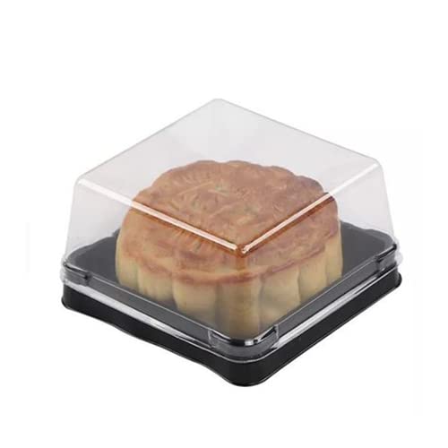 50 Pack black bottom Clear cover plastic mini cake box - muffin box - moon cake box - mung bean cake snow Mei Niang box（bottom 2 1/2 Inch X high 1-1/2 Inch）