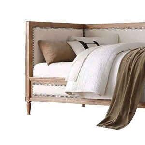 Benzara Wooden Daybed, Cream and Brown