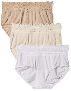 olga womens secret hugs 3 pack panty hipster panties, french toast/pale blush/white, medium us