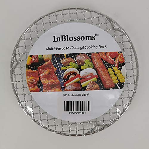 InBlossoms Versatile Round 304 Stainless Steel Cooling Rack Baking,Heat Resistant Rust Proof Sturdy Durable Dia 9.5"