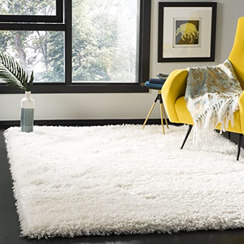 SAFAVIEH Flokati Shag Collection Area Rug - 8' x 10', Ivory, Solid Design, Non-Shedding & Easy Care, 2.75-inch Thick Ideal for High Traffic Areas in Living Room, Bedroom (FLK950B)