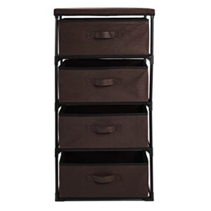 4-Tier Drawer Dresser for Bedroom, Clothes Organizer, Fabric Storage Tower for Clothing, Linens, Closet, Easy Assembly, Durable Materials (Dark Brown, Tall, 16.5x13.2x33.4 in)