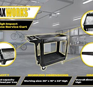 MaxWorks 80855 500-Pound Service Cart With Two Trays (40" x 17" Overall Dimensions)