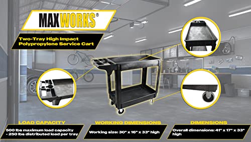 MaxWorks 80855 500-Pound Service Cart With Two Trays (40" x 17" Overall Dimensions)