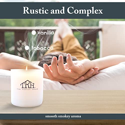 The Rustic House Candles Soy Wax Candle Home Decor | Non Toxic Candles Long Burning Candles | Hand Poured Soy Candle Aesthetic Candles in Glass Container with Wood Lid,Tobacco + Vanilla