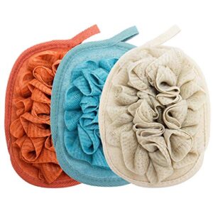 amariver 3 pack bath loofah body sponge brushes pouf bath mesh brush bath shower glove with flower bath ball