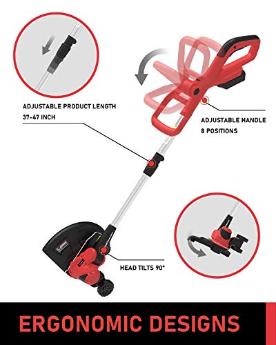 PowerSmart 20 Volt Lithium-Ion Cordless String Trimmer/Edger with Easy Feed, 24 x 9 x 6 inches, Includes One Battery & Charger,PS76110A