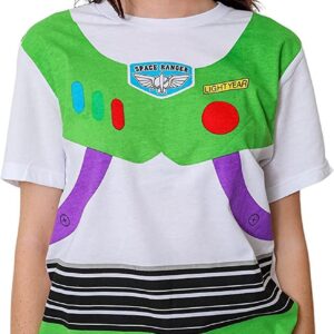 Toy Story Buzz Lightyear Astronaut Costume Adult T-Shirt(MD, White)