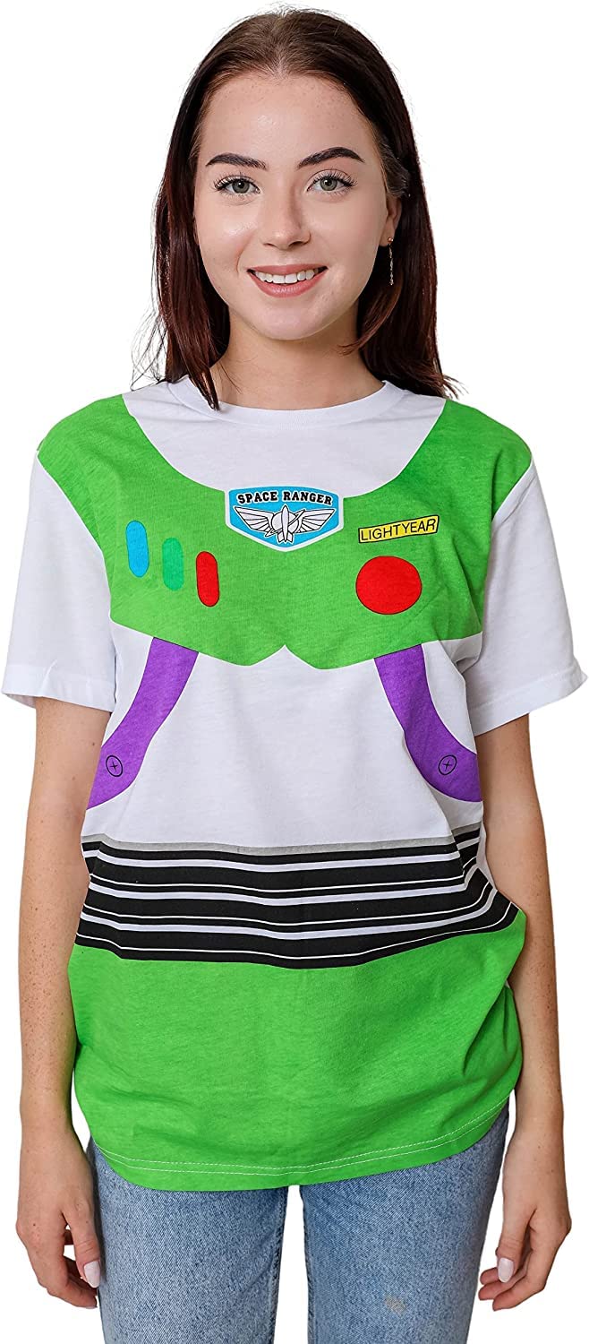 Toy Story Buzz Lightyear Astronaut Costume Adult T-Shirt(MD, White)