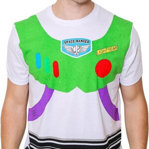 Toy Story Buzz Lightyear Astronaut Costume Adult T-Shirt(MD, White)