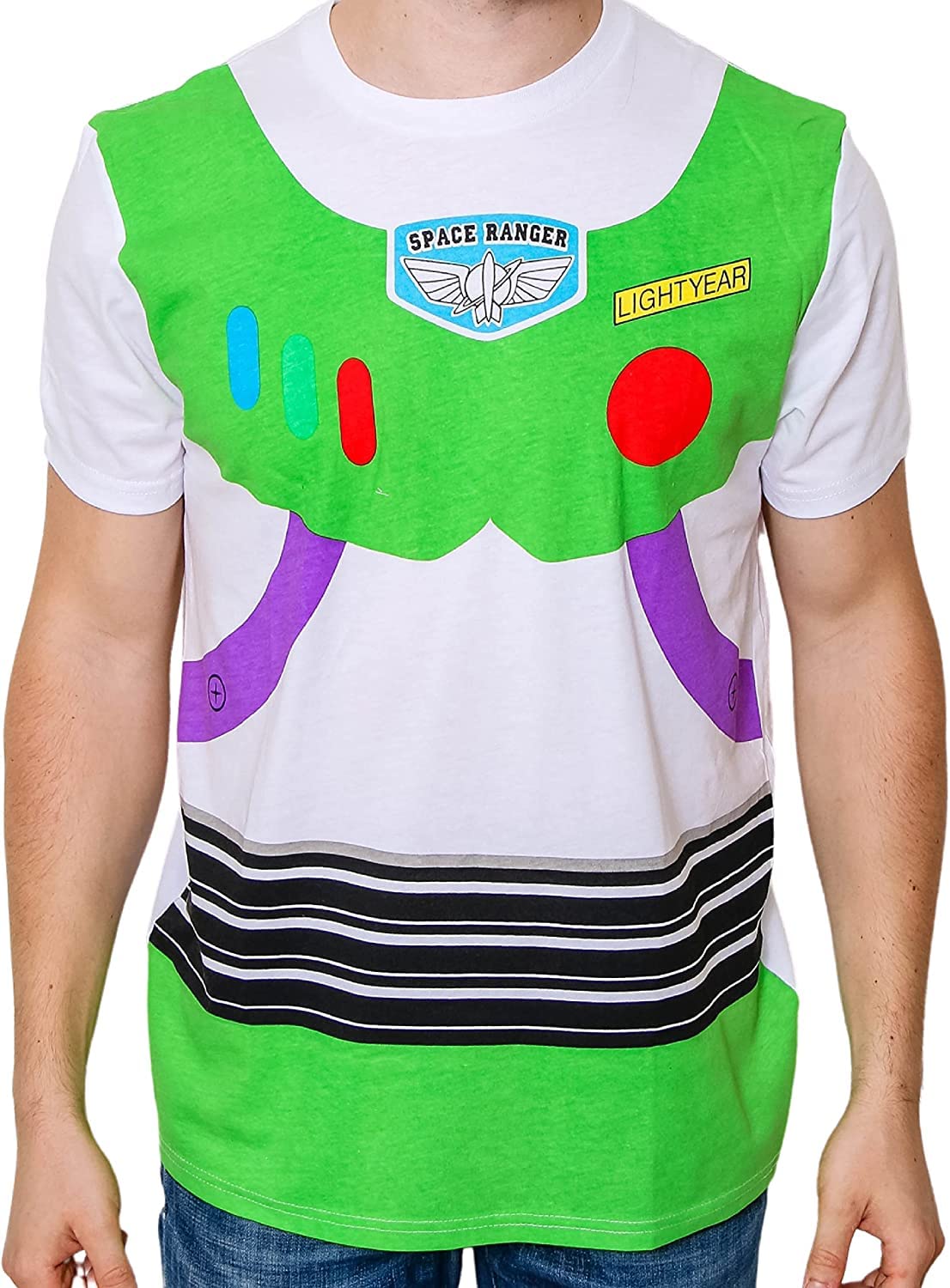 Toy Story Buzz Lightyear Astronaut Costume Adult T-Shirt(MD, White)