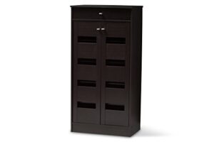 baxton studio oullins shoe cabinet, wenge dark brown