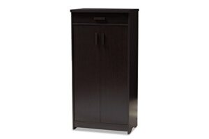 baxton studio valdoise shoe cabinet, wenge dark brown