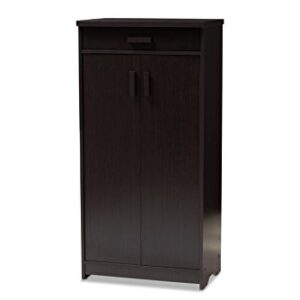 Baxton Studio Valdoise Shoe Cabinet, Wenge Dark Brown