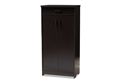 Baxton Studio Valdoise Shoe Cabinet, Wenge Dark Brown