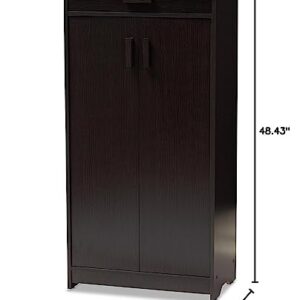 Baxton Studio Valdoise Shoe Cabinet, Wenge Dark Brown