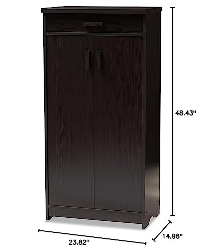 Baxton Studio Valdoise Shoe Cabinet, Wenge Dark Brown