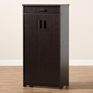 Baxton Studio Valdoise Shoe Cabinet, Wenge Dark Brown