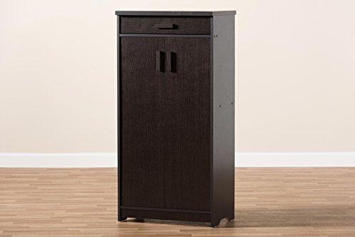 Baxton Studio Valdoise Shoe Cabinet, Wenge Dark Brown