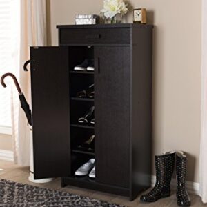 Baxton Studio Valdoise Shoe Cabinet, Wenge Dark Brown