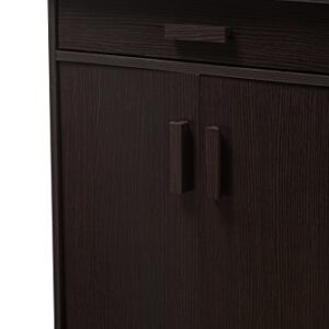 Baxton Studio Valdoise Shoe Cabinet, Wenge Dark Brown